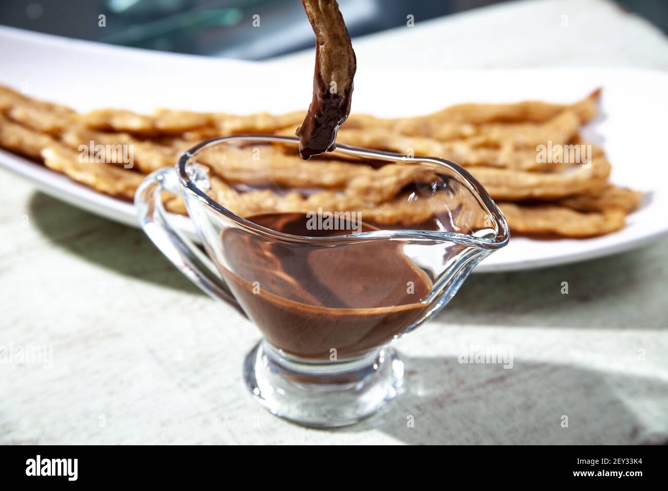 Closeup shot churros chocolate hi-res stock photography and images - Alamy