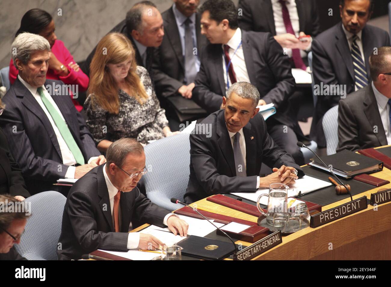 September 24, 2014, New York, NY, USA: President Barack Obama chairs ...