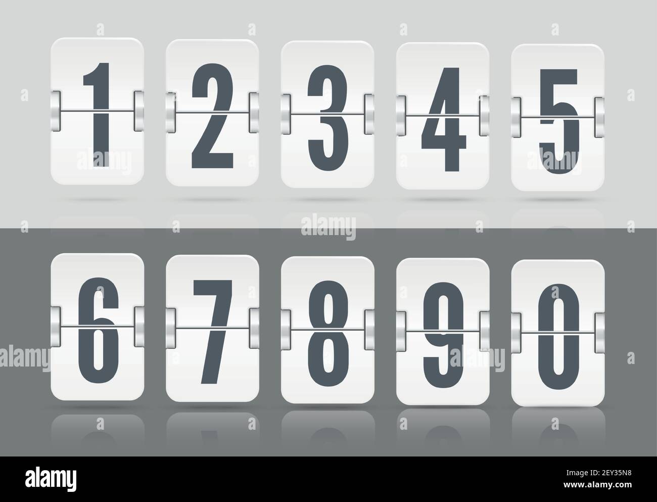 White Vector Numeric Template For Your Design Set Of Flip Scoreboard