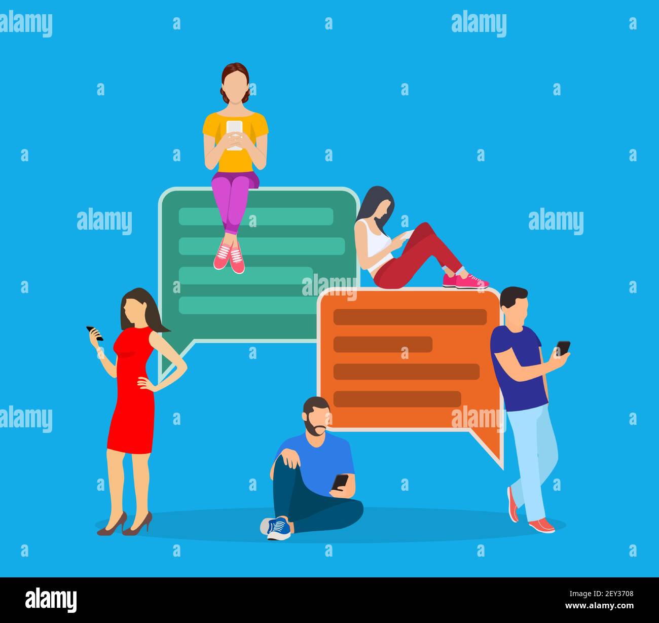 happy people use mobile smartphone Stock Vector Image & Art - Alamy
