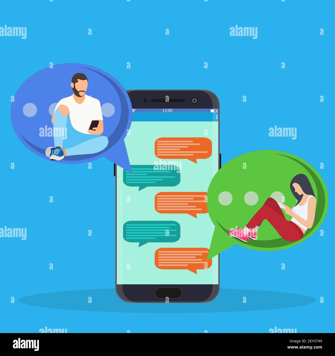 happy people use mobile smartphone Stock Vector Image & Art - Alamy