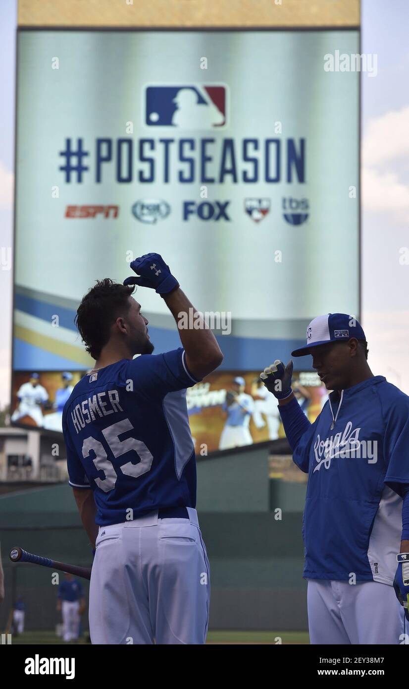 Kansas City Royals first baseman Eric Hosmer (35) and catcher Salvador ...