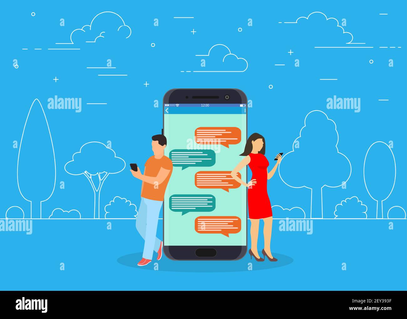happy people use mobile smartphone Stock Vector Image & Art - Alamy