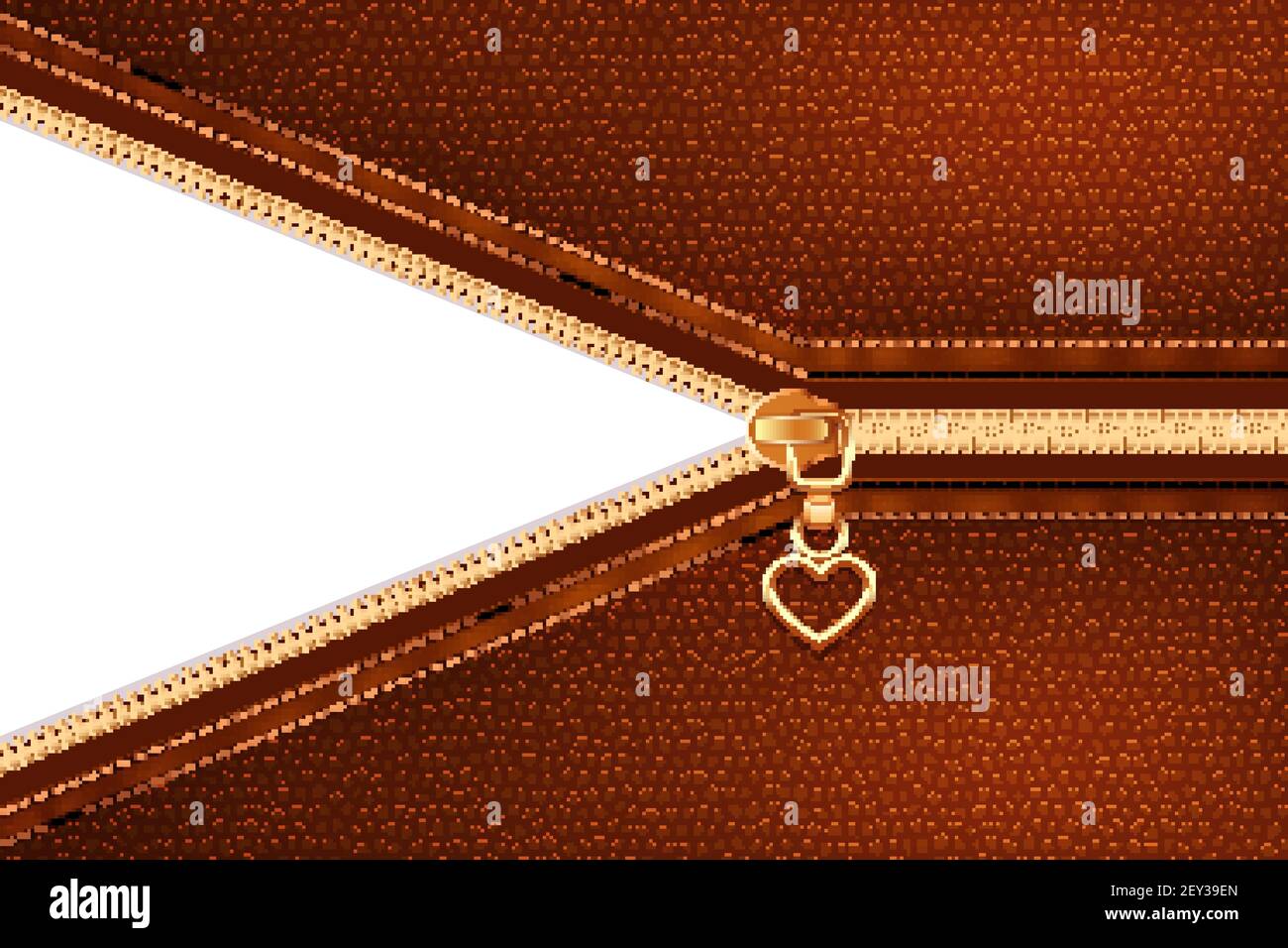 Gold metallic zipper sewing to fabric of terracotta color with leather ...