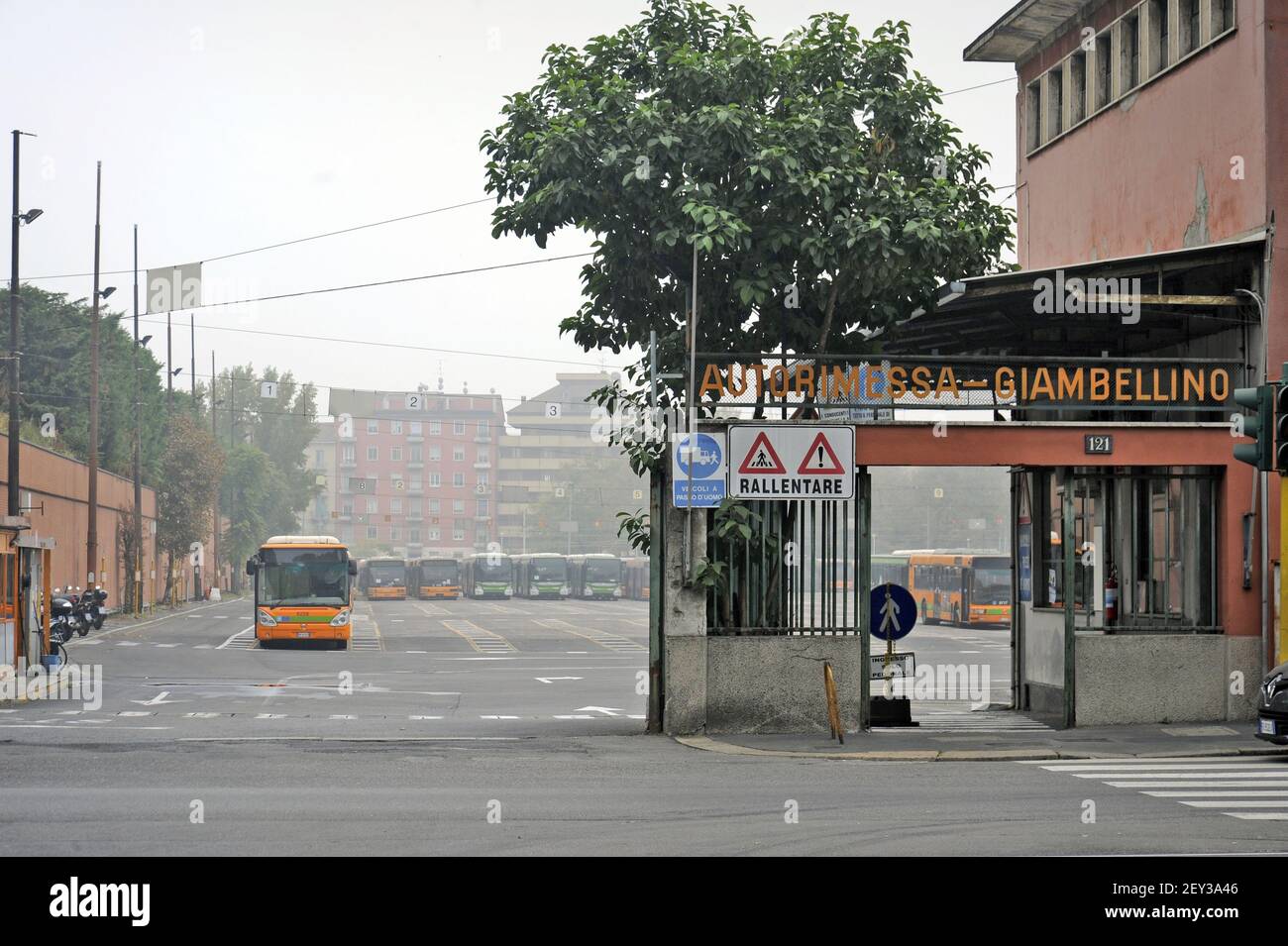 Milan (Italy), Giambellino district, ATM bus depot Stock Photo - Alamy