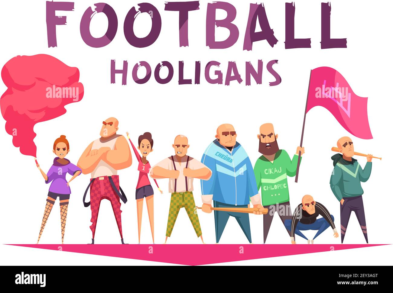 Criminal composition with cartoon style human characters of football ...
