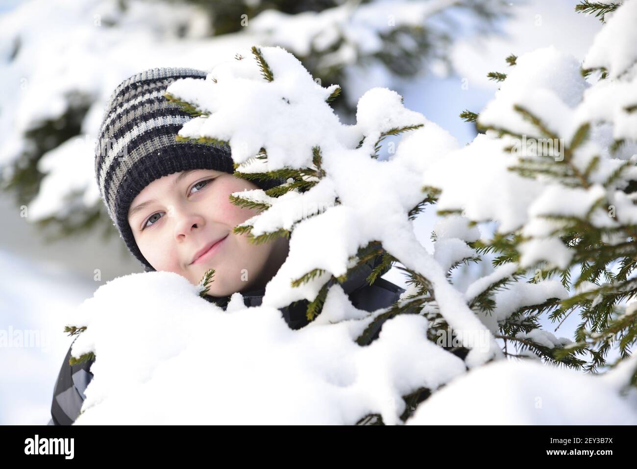 Forest boy behind hi-res stock photography and images - Alamy