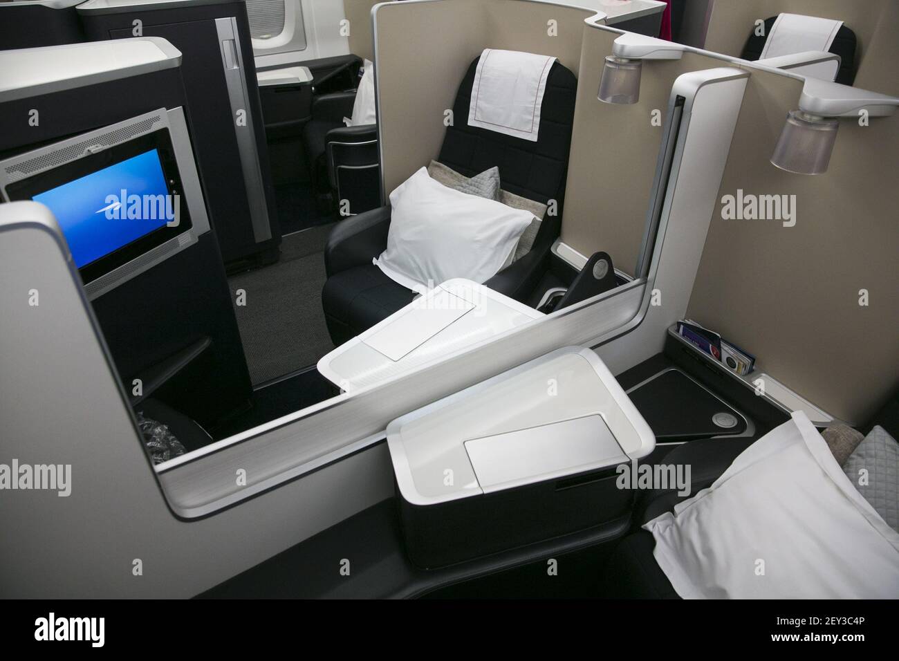 The First Class cabin of a British Airways Airbus A380 at Washington ...