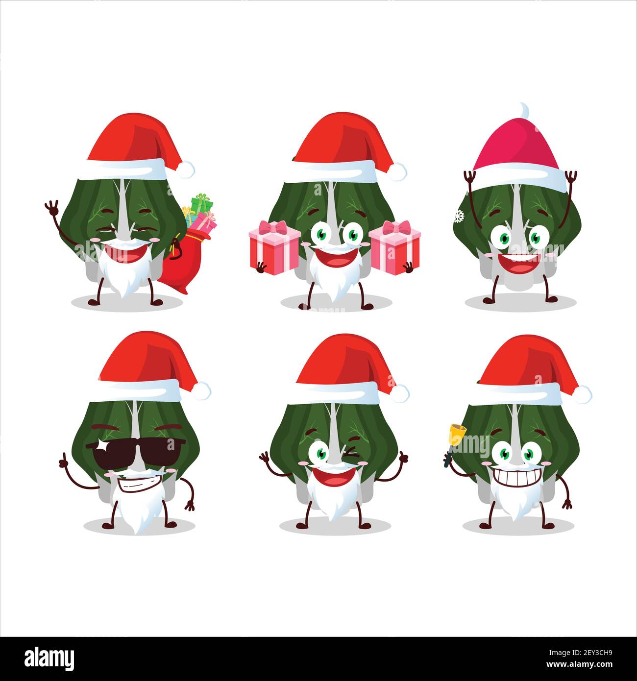 Santa Claus emoticons with swiss chard cartoon character. Vector ...