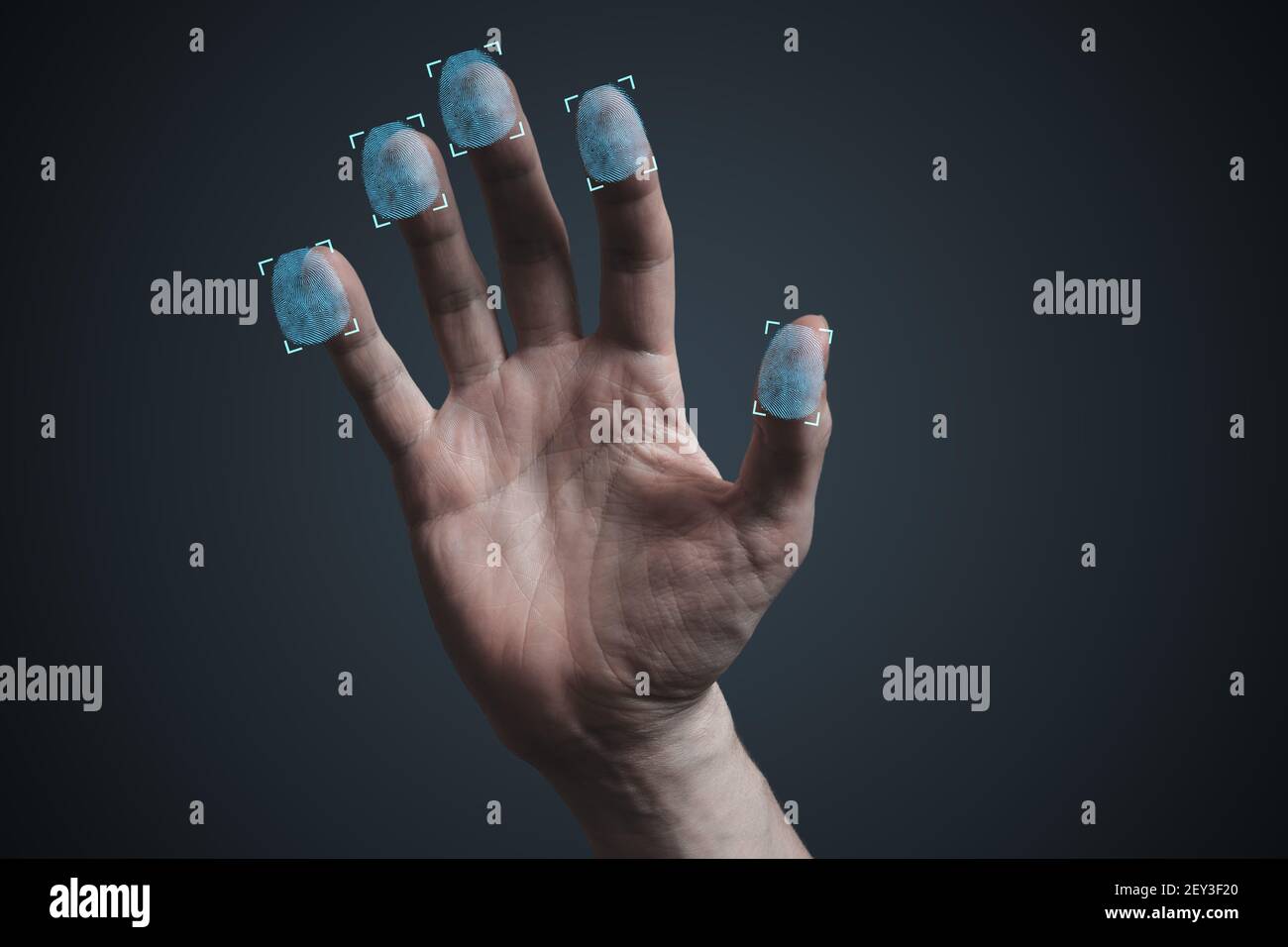 Scanning fingerprints from hand. Security and biometric concept Stock ...