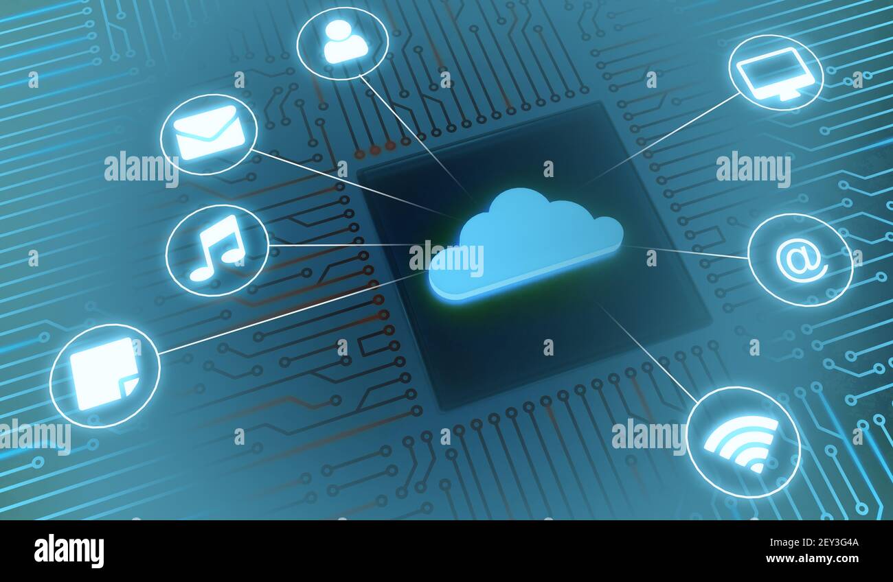 Cloud computing concept. 3D rendered illustration Stock Photo - Alamy