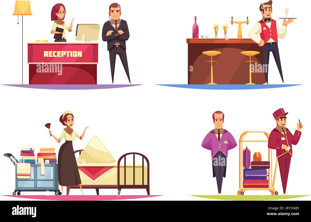 Hotel design concept with view of various situations in lobby with ...