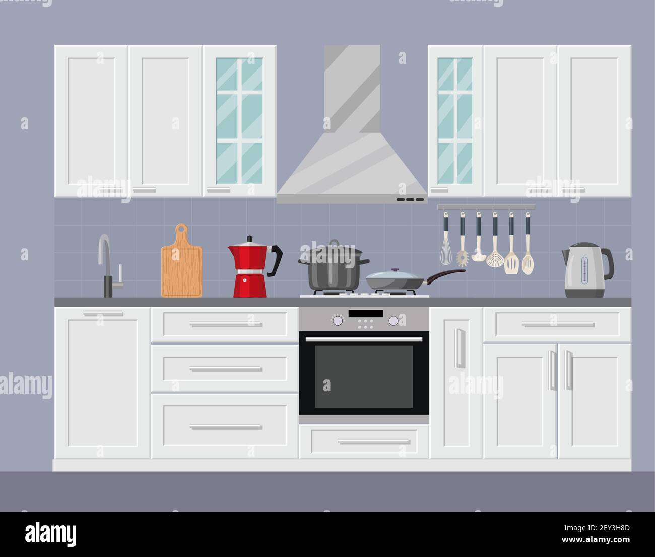 Modern empty kitchen Stock Vector Images - Alamy