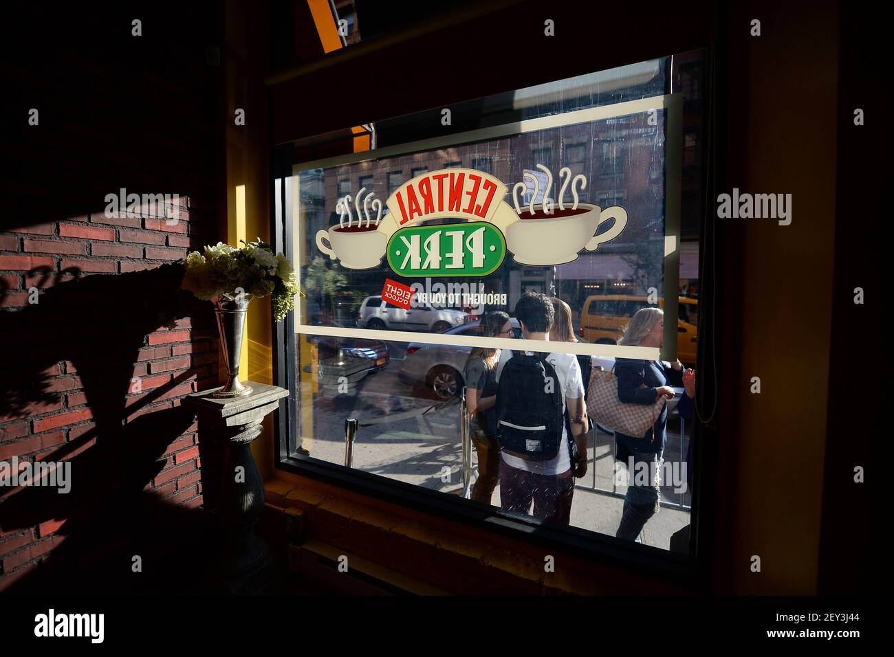 Window decorated with the original coffee shop signage from TV sitcom ...