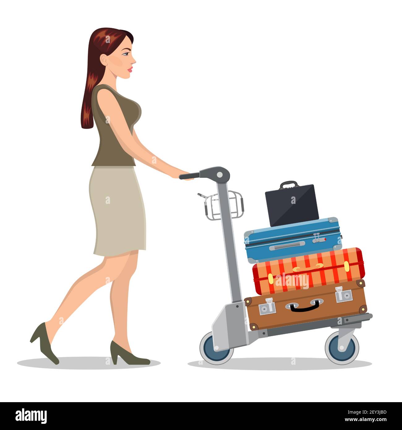 Young woman luggage walking Stock Vector Images - Alamy