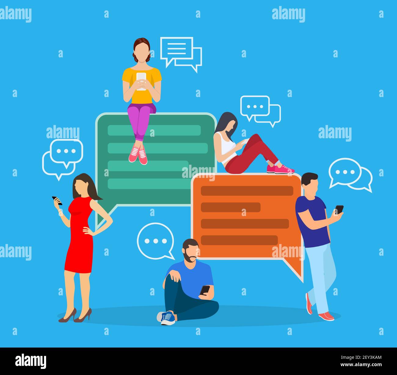 happy people use mobile smartphone Stock Vector Image & Art - Alamy