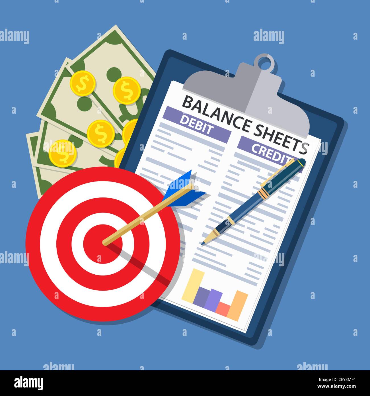Clipboard with balance sheet and pen Stock Vector Image & Art - Alamy