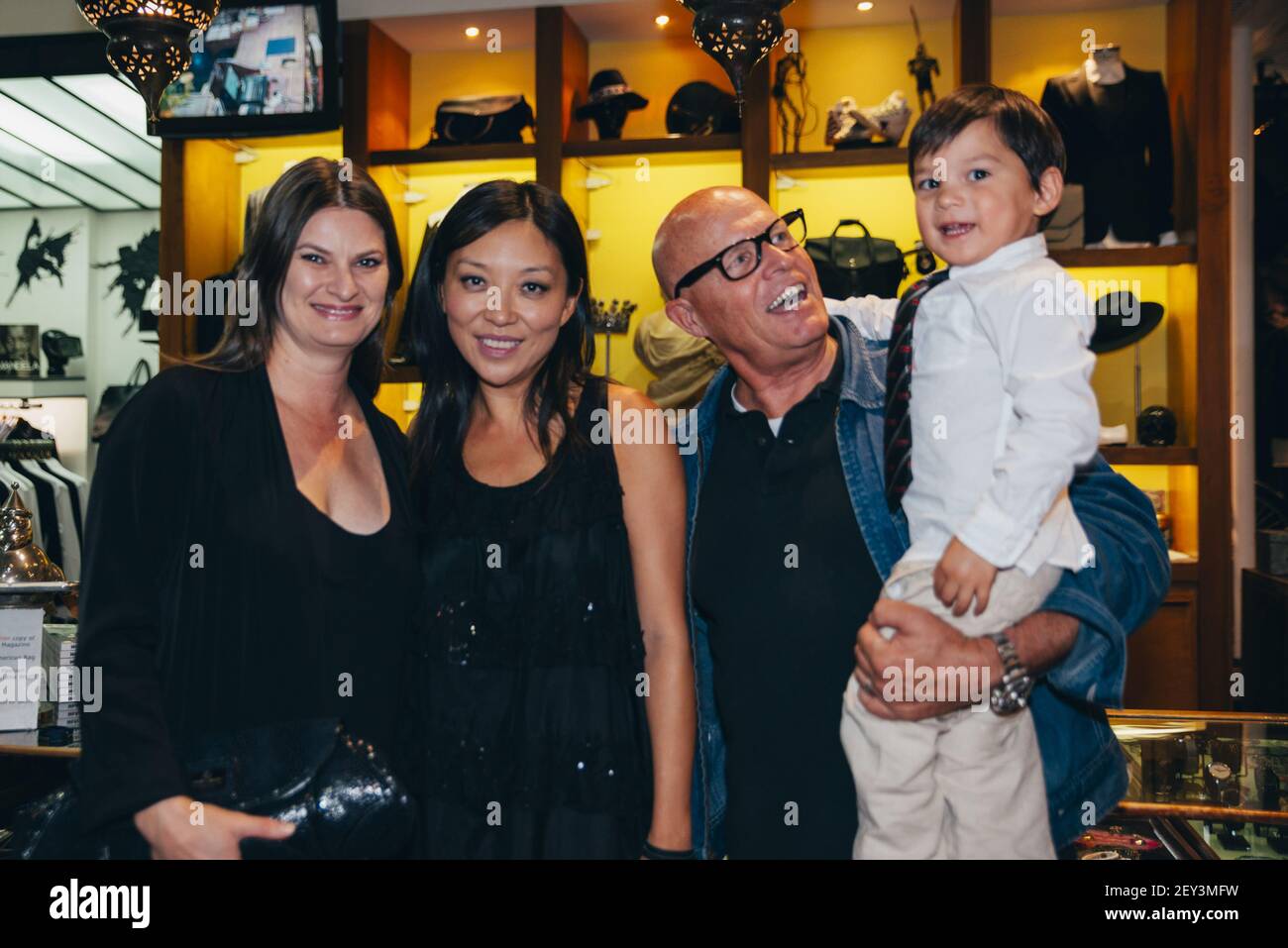 Jayne Seward, Amanda Shi, Mark Werts and son at Amanda Shi Spring 2015 ...