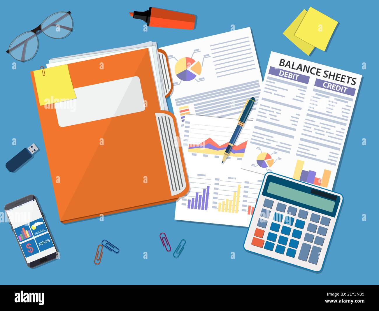 Clipboard with balance sheet and pen Stock Vector Image & Art - Alamy