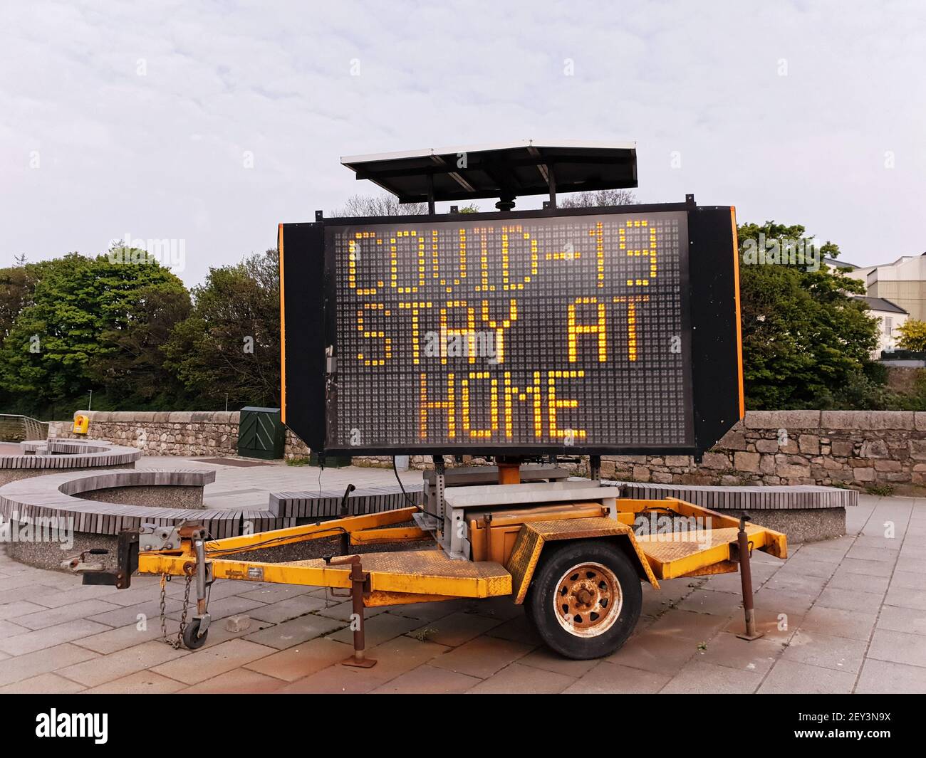 BRAY, IRELAND - Apr 24, 2020: Mobile electronic traffic sign displays ...
