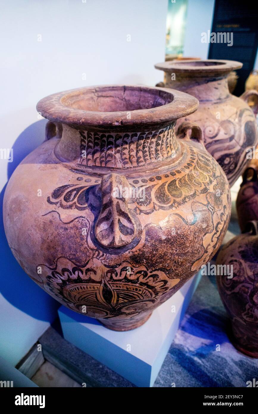 Ceramic vessels at The Heraklion Archaeological Museum, the largest ...