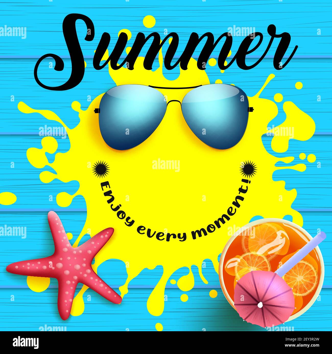 Summer character vector concept design. Summer text with paint splash ...