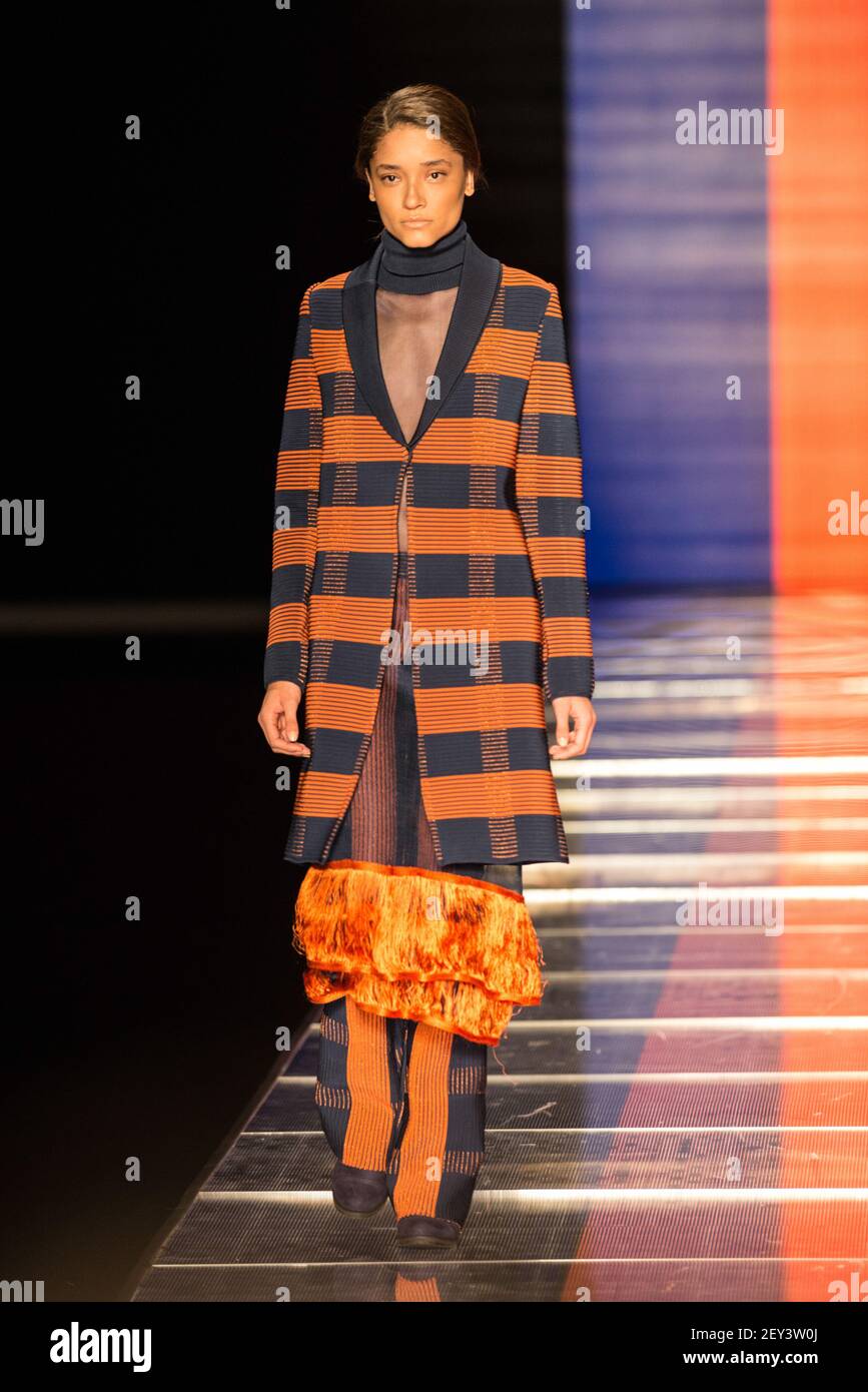 A model displays a creation by Faven fashion brand during the Minas ...