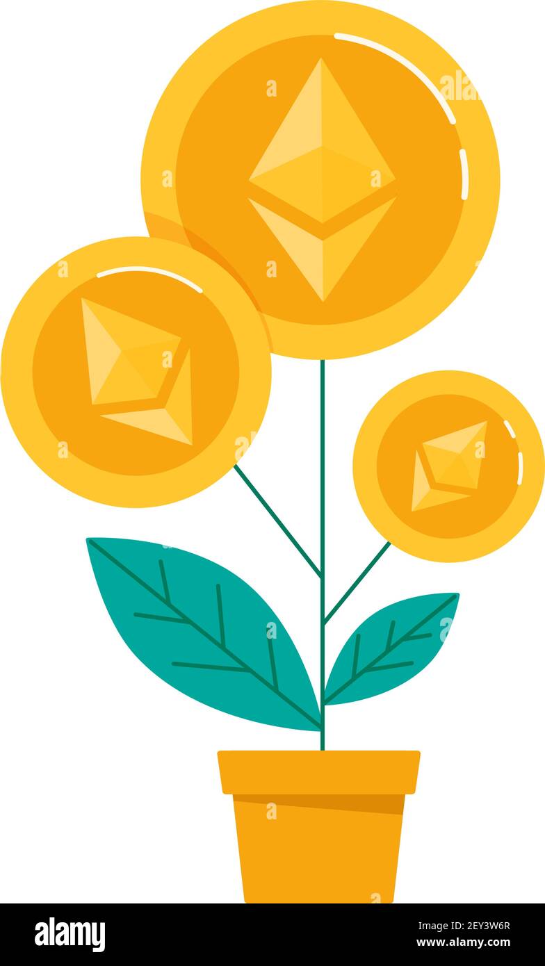 Growing Ethereum, growth concept. Blockchain technologies, digital ...