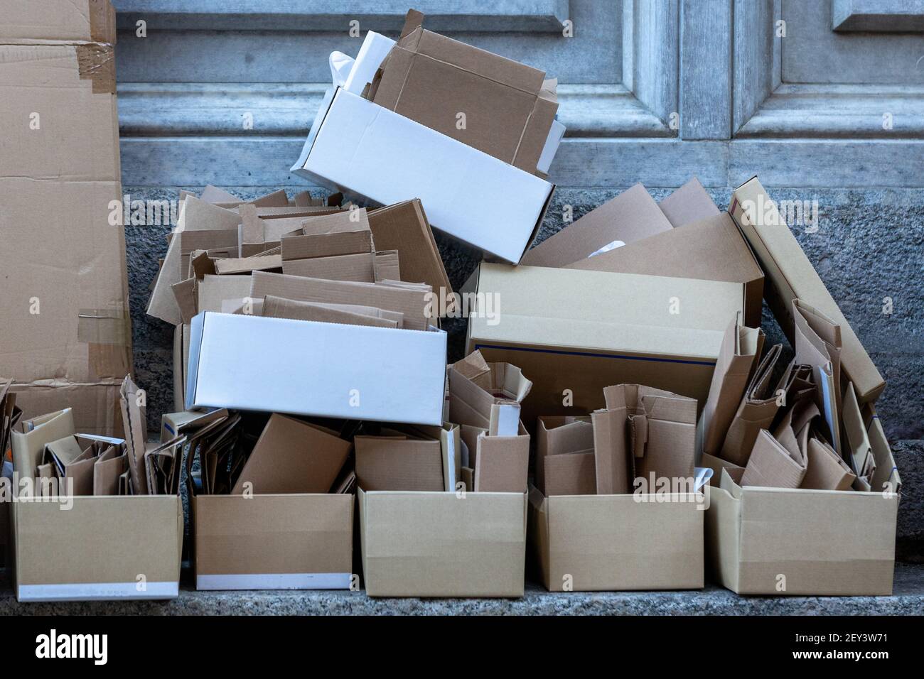 cardboard boxes stacked for recycling Stock Photo - Alamy