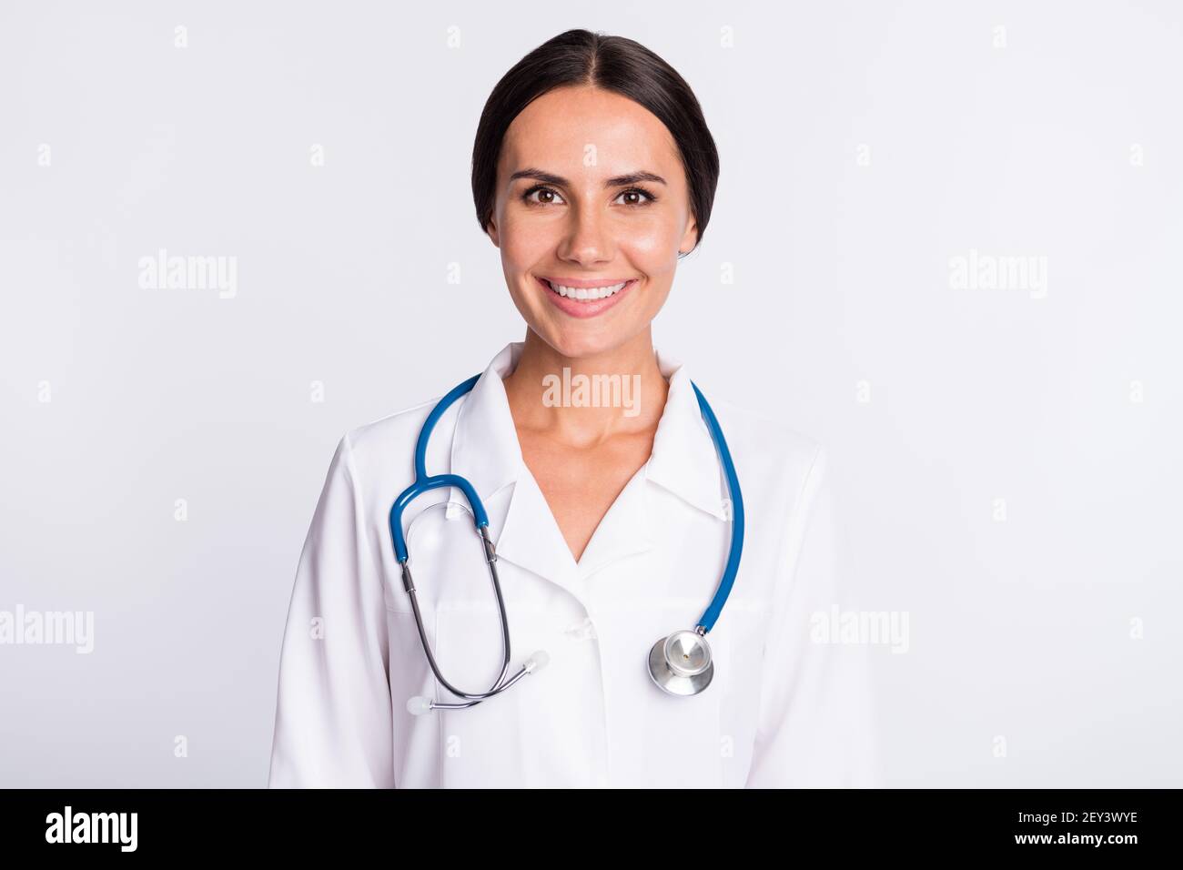 Photo of pretty good mood young woman therapist wear formal coat ...