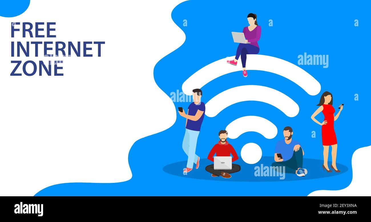 People in free internet zone working Stock Vector Image & Art - Alamy