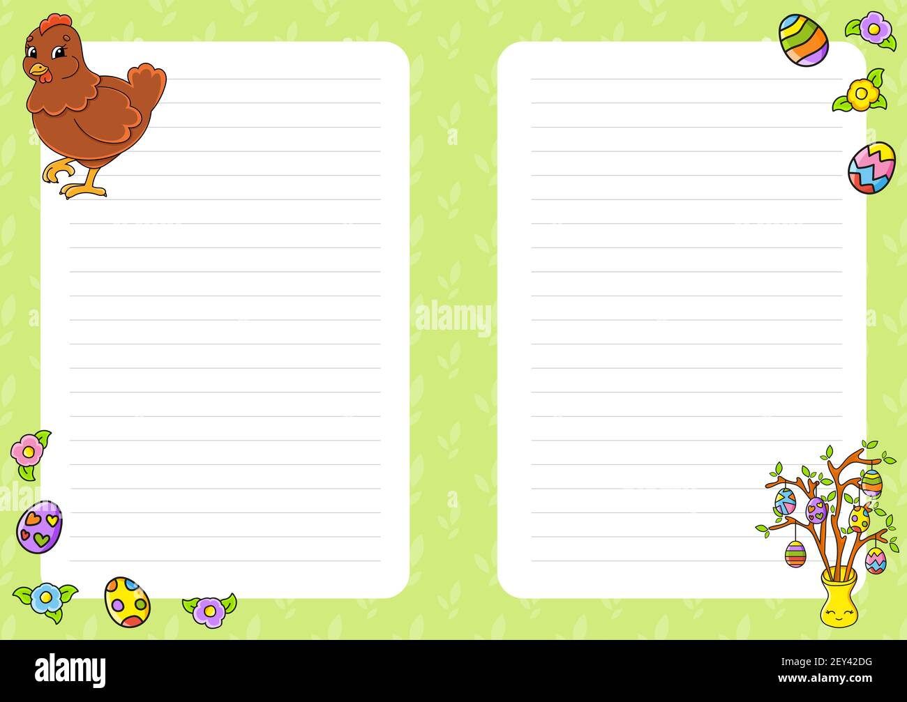 Easter theme. Colored sheet template for notes. Paper page for art ...