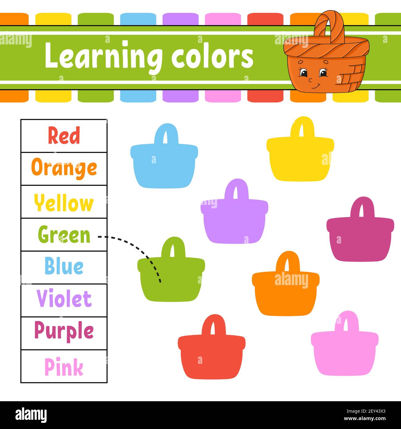 Learning colors. Logic puzzle for kids. Education developing worksheet ...