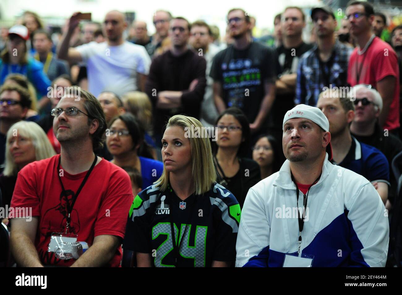 The crowd watches live action on the big screen as Jonas Neubauer plays ...