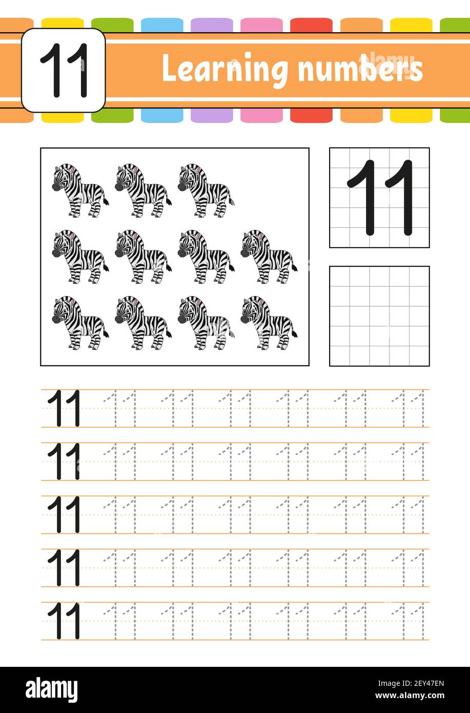 Trace and write numbers. Handwriting practice. Learning numbers for ...