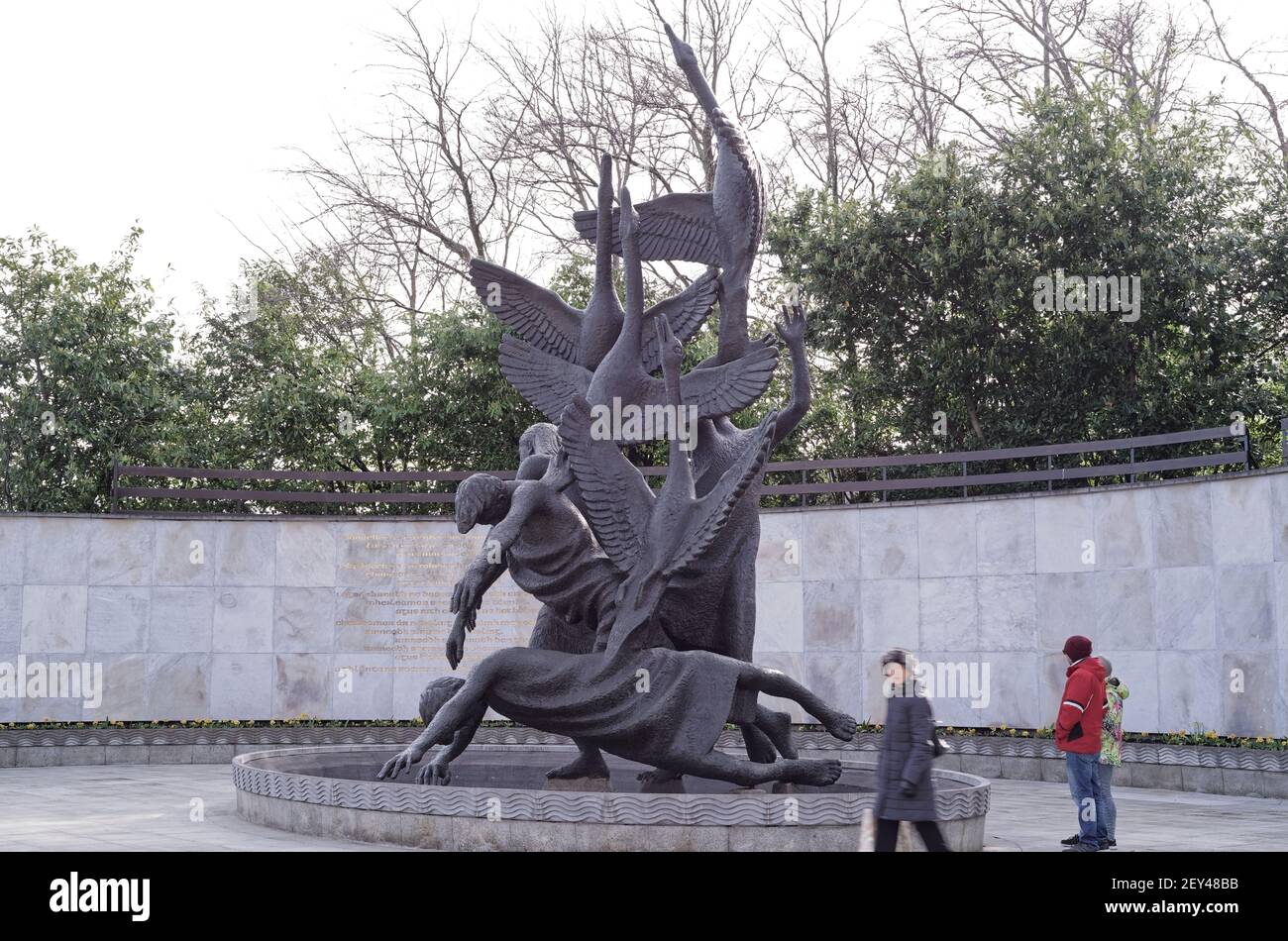 DUBLIN, IRELAND - Mar 05, 2020: The Children of Lir sculpture by Oisin ...