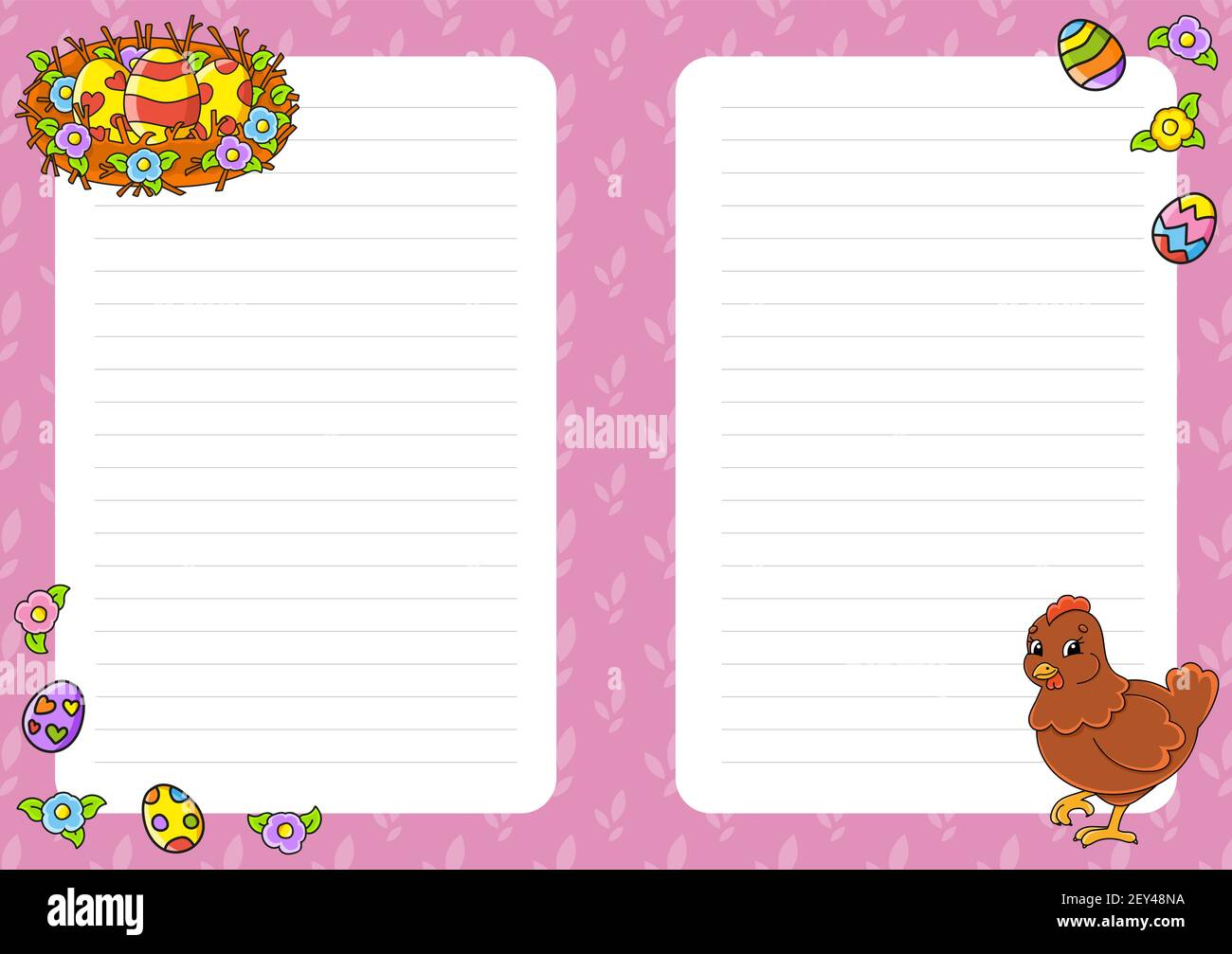 Easter theme. Colored sheet template for notes. Paper page for art ...