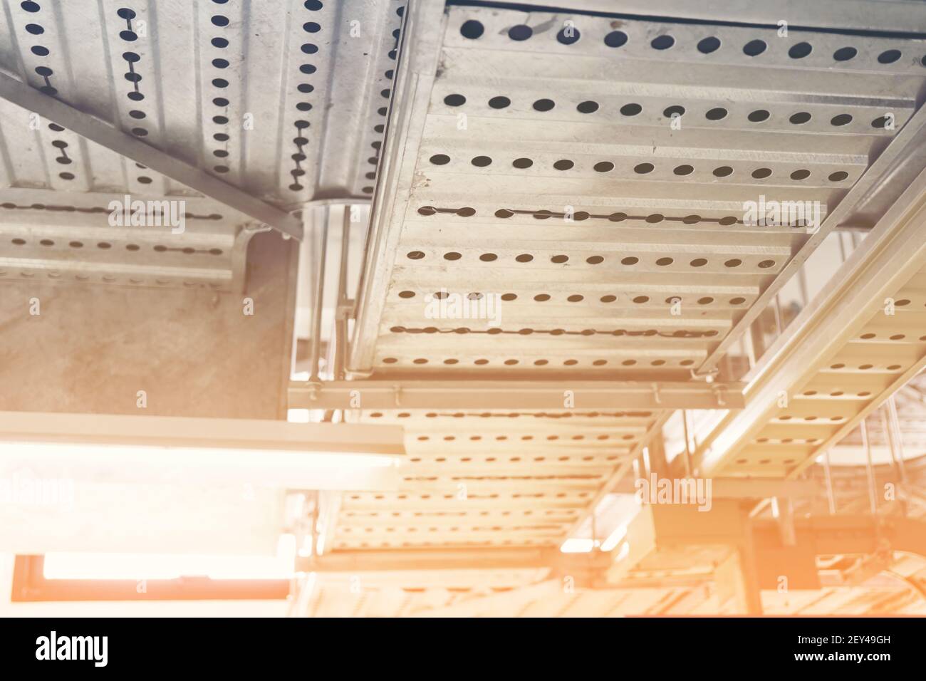 electrical cables in a cable ladder wire way on the roof Stock Photo ...