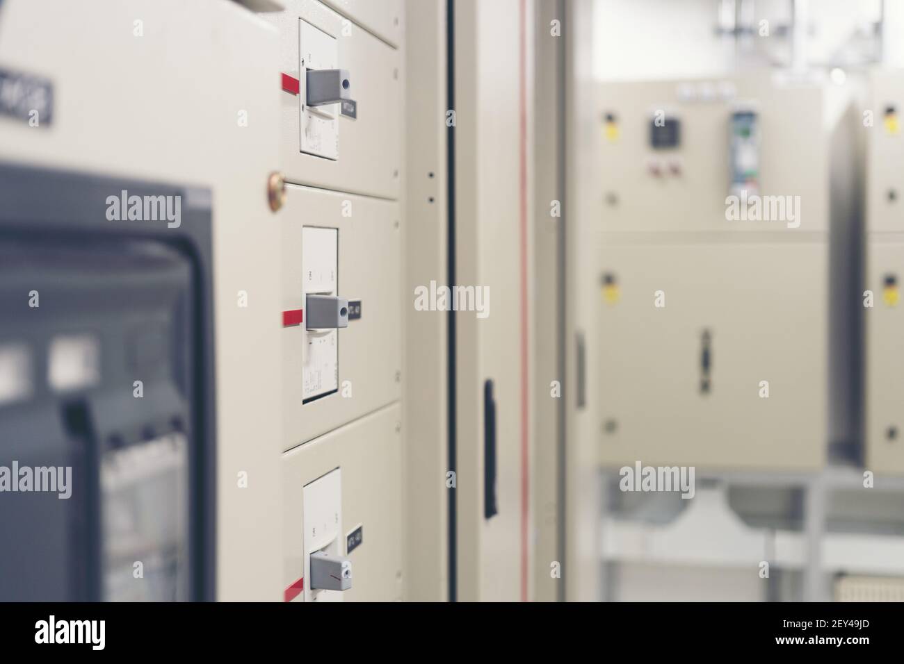 Circuit breaker on Main Distribution Board, Electrical control panel of ...