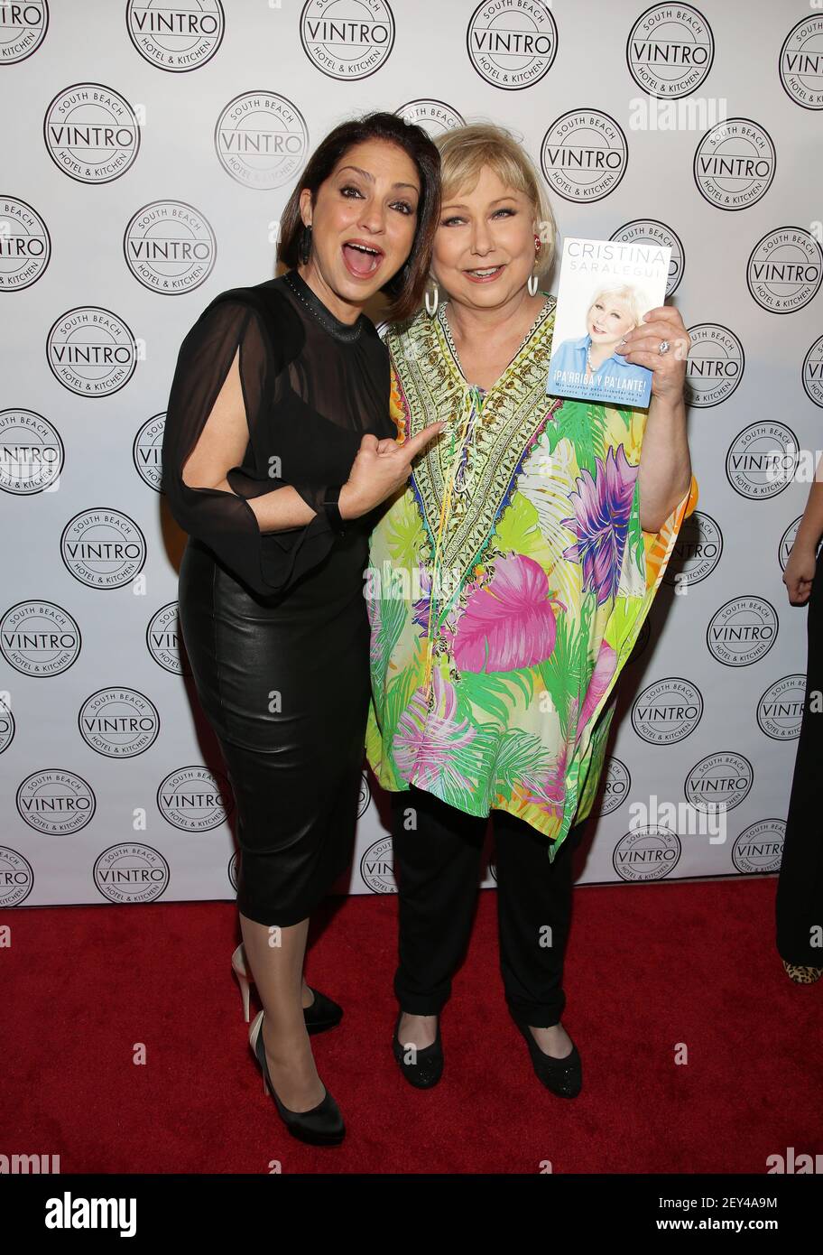 MIAMI BEACH-Florida, OCTOBER 23, 2014: Gloria Estefan and Cristina ...