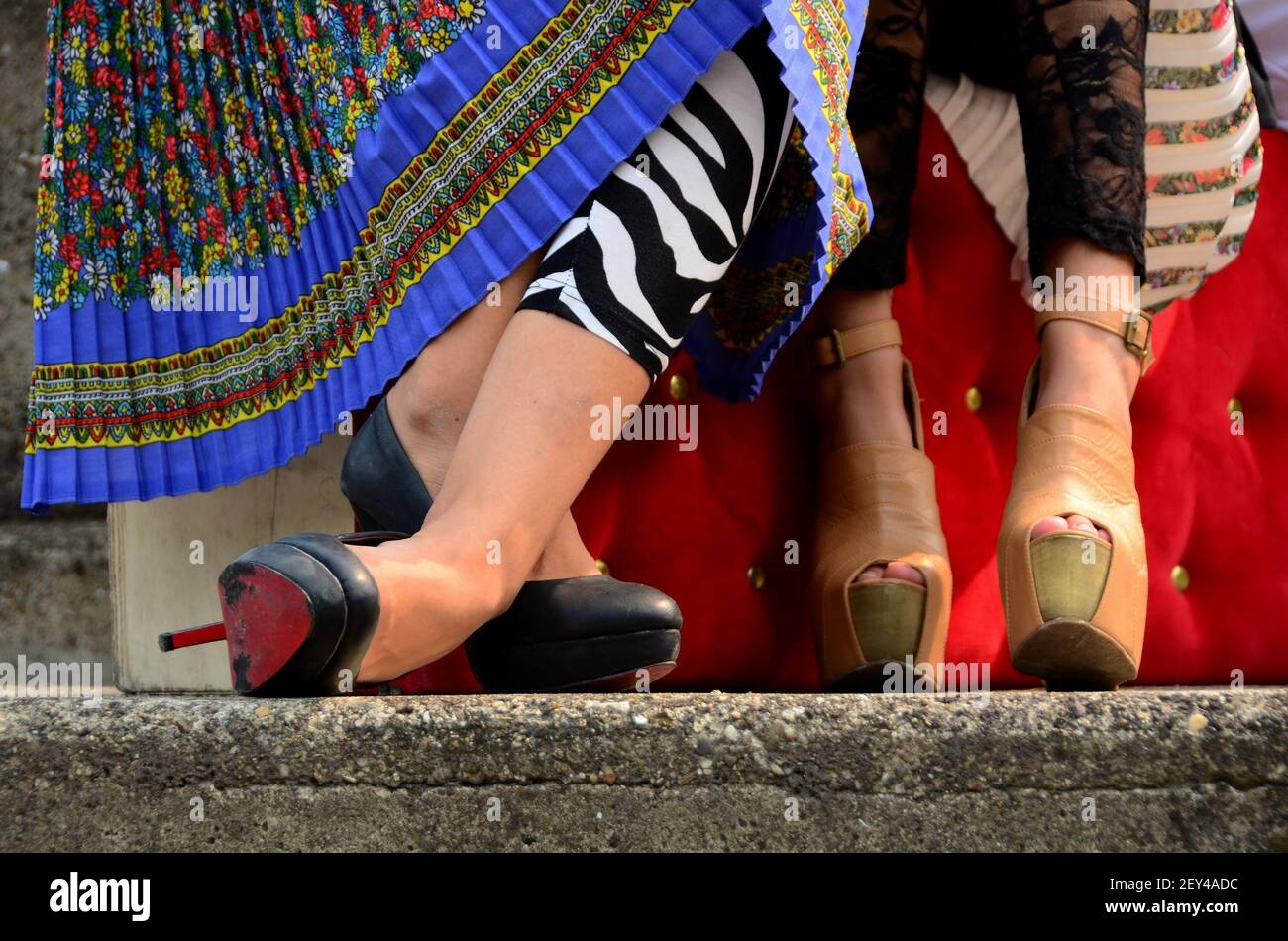 A female legs in fashion shoes without heels Stock Photo - Alamy