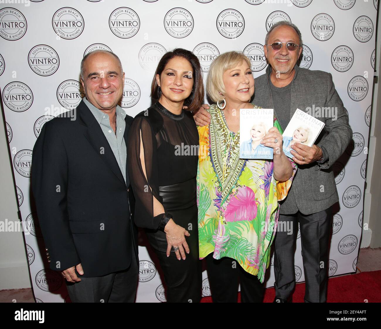 MIAMI BEACH-Florida, OCTOBER 23, 2014: Marco Avila, Gloria Estefan ...