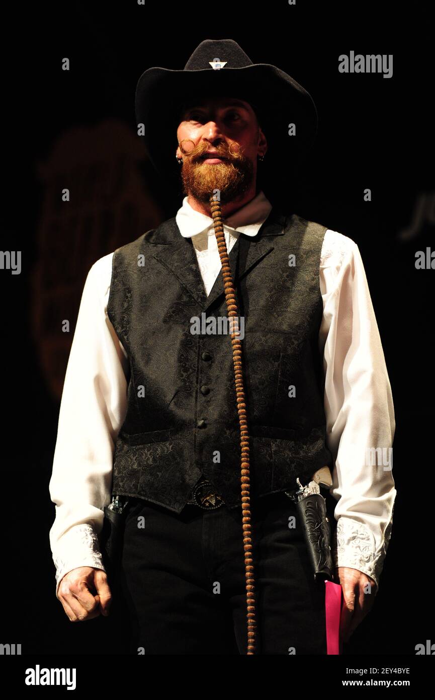 Kevin Riordan competes in the partial beard freestyle category at the ...