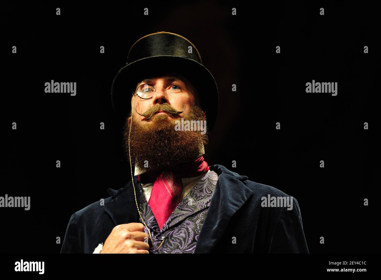 A man competes in the full beard category at the World Beard and ...