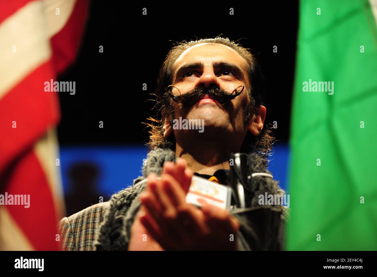 A man shows off his Dali style moustache at the Keller Auditorium ...