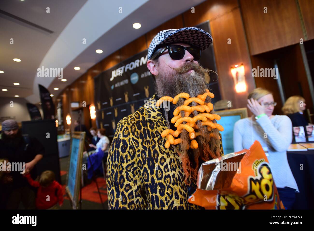 James Lewis poses with his Cheetos beard at the 2014 World Beard and ...