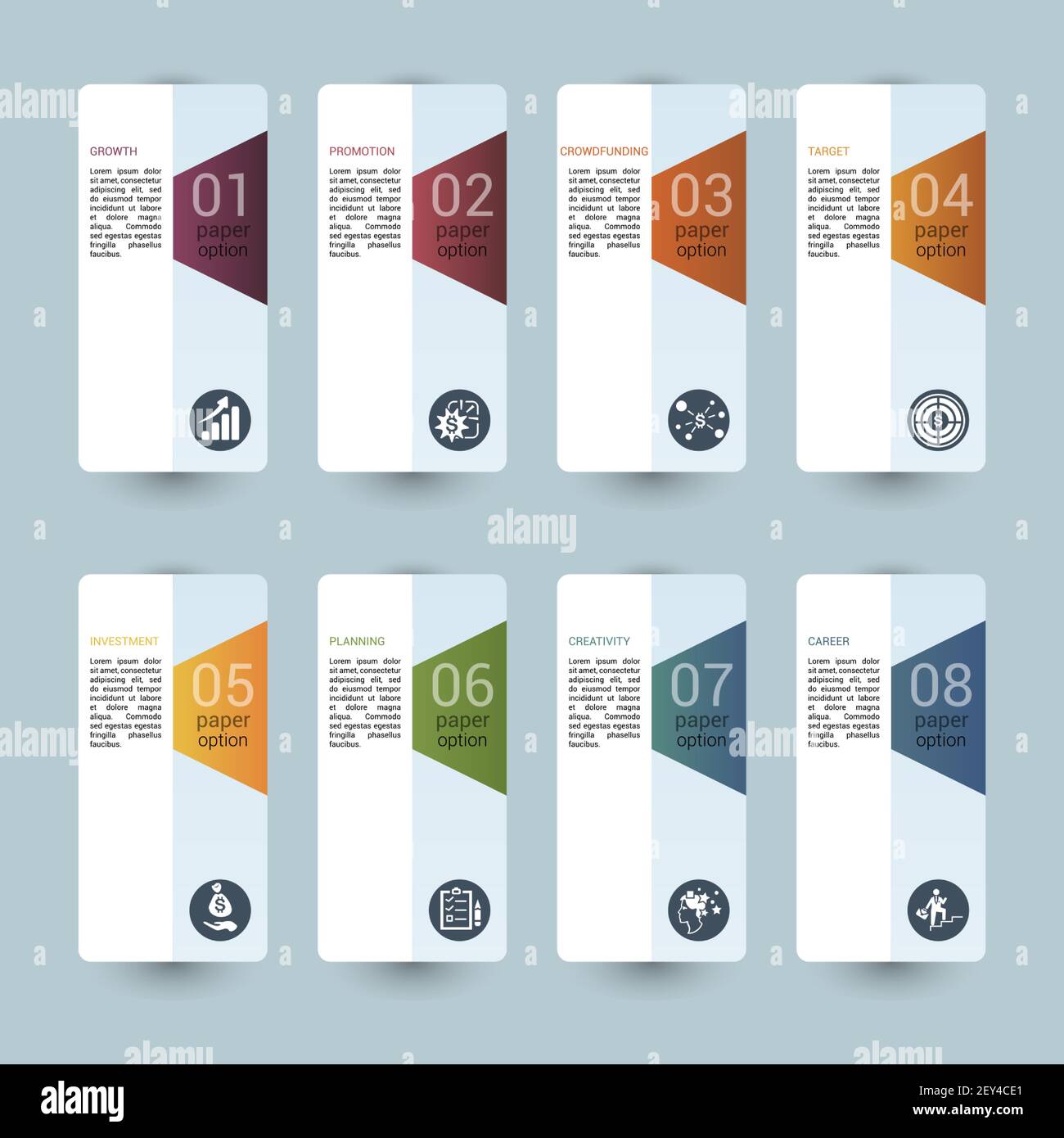 Infographic Startup template. Icons in different colors. Include ...