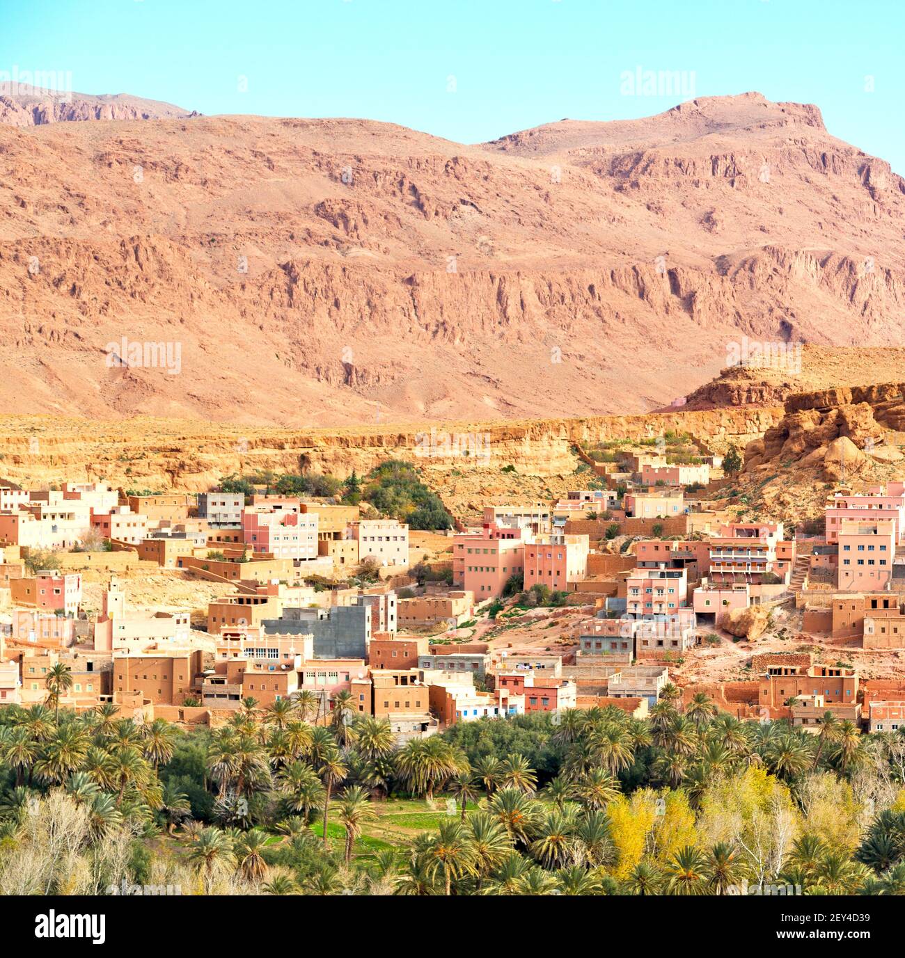 Construction brown in valley morocco africa the atlas dry mountain ...
