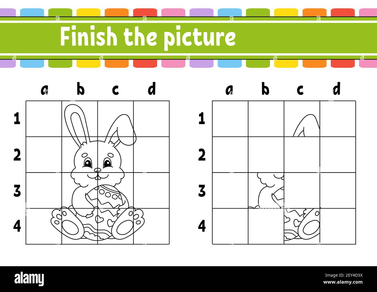 Easter theme. Finish the picture. Coloring book pages for kids ...