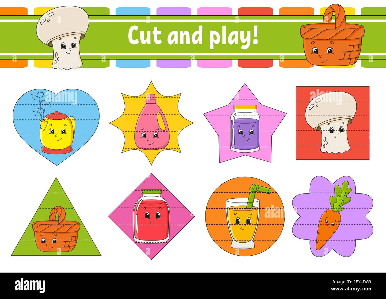 Cut and play. Educational activity worksheet for kids and toddlers ...